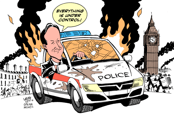 Calm down! Cameron has everything under control! (by Latuff) - UK Indymedia
